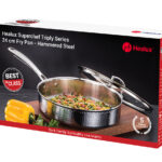 Stainless Steel Fry Pan with Lid | Healux 24cm Tiana Triply 3.5L